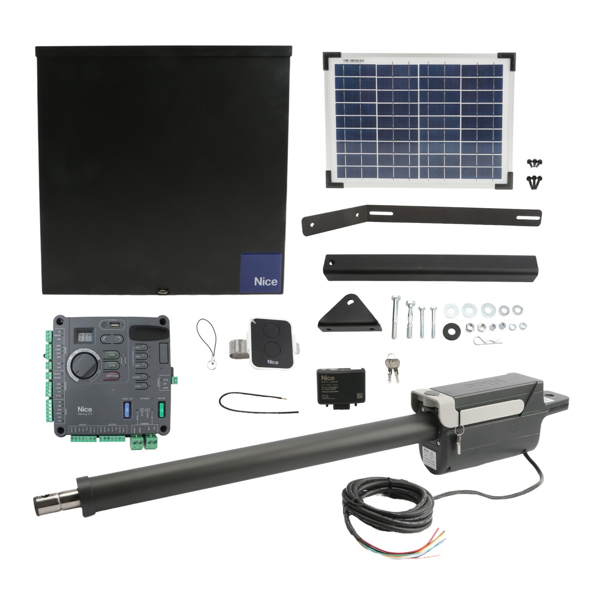 Nice Apollo 912L 10W Solar Swing Gate Opener Bundle w/ Mercury 310 ...