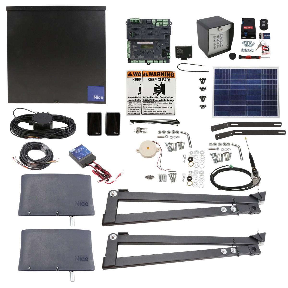 Nice Apollo Vanguard 3601 Dual 50W Solar Swing Gate Opener Full Package ...
