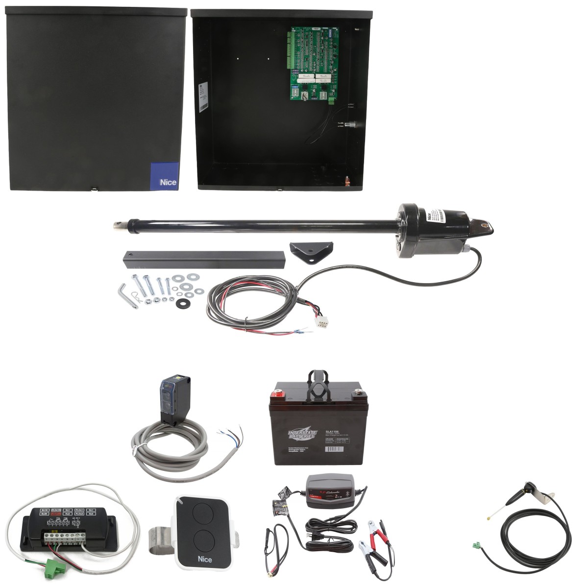 Nice Apollo Swing Gate Opener with 636 Control Board - 35 Ah Battery ...