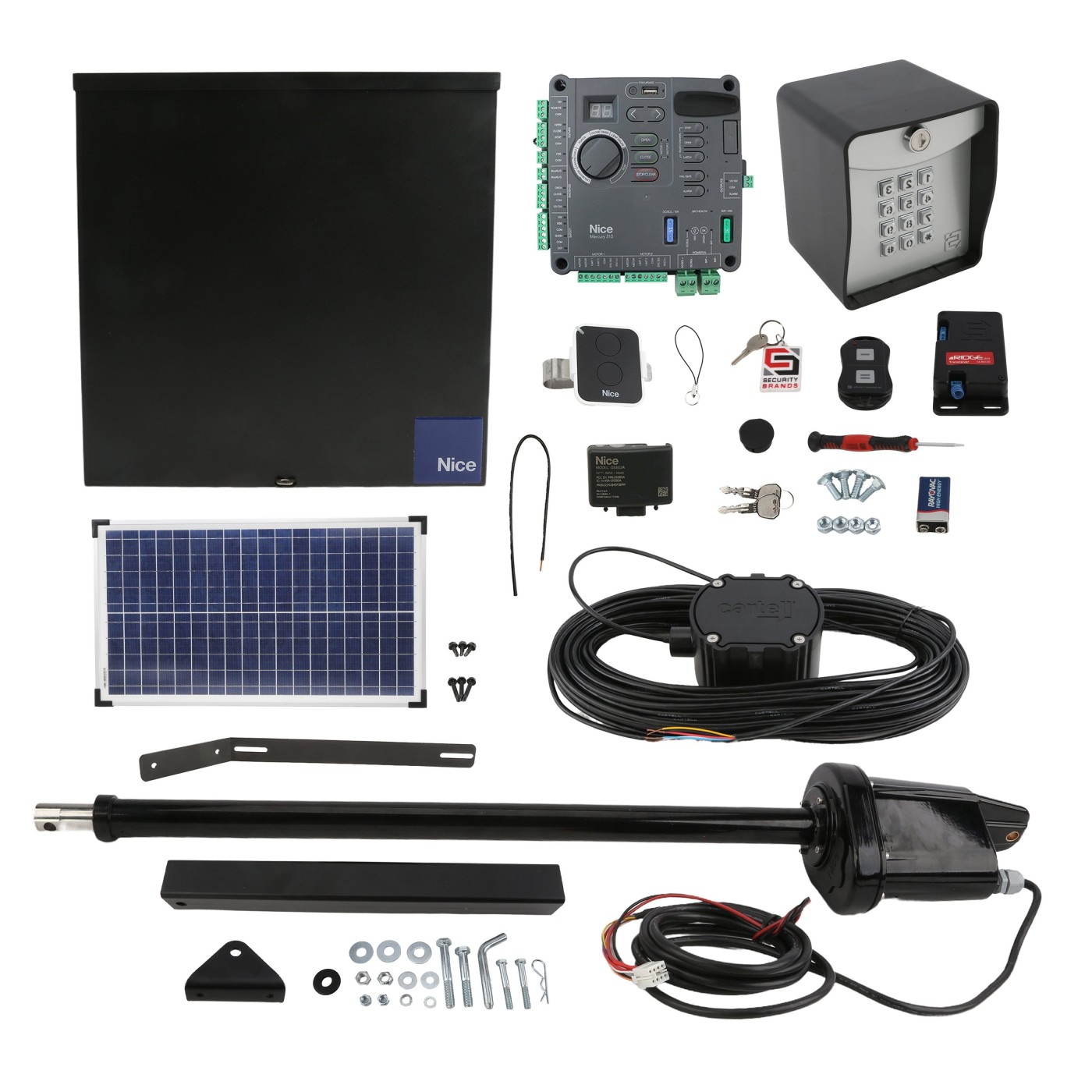 Nice Apollo 816 30W Solar Swing Gate Opener Full Package w/ Mercury 310 ...