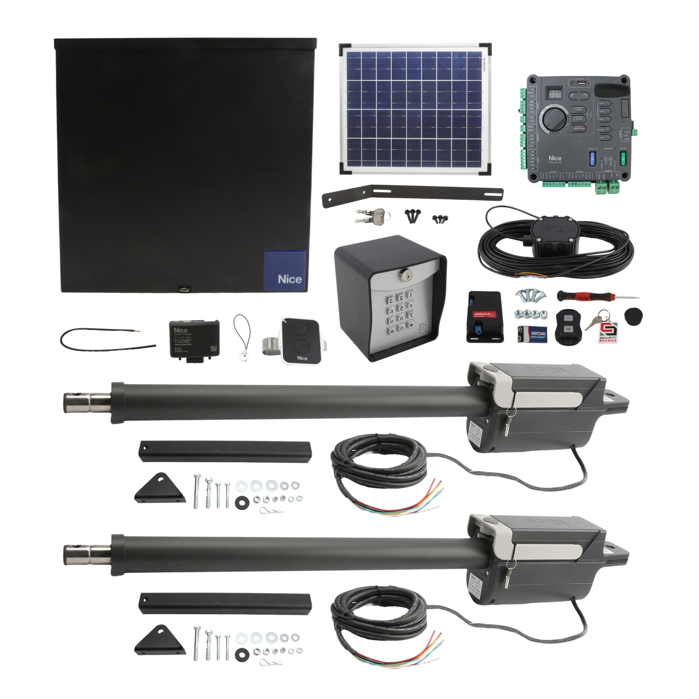 Nice Apollo 912L Dual 20W Solar Swing Gate Opener Full Package w ...
