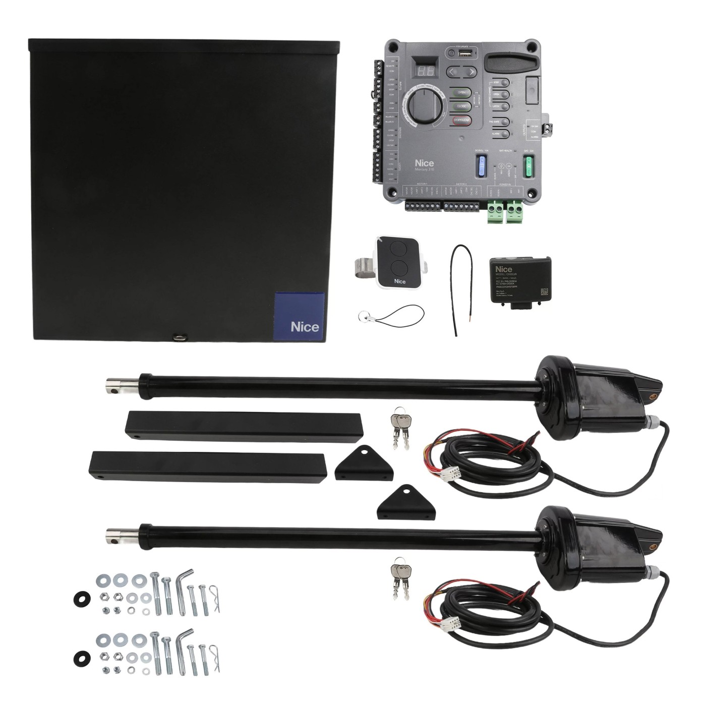 Nice Apollo 816 Dual Swing Gate Opener Kit w/ Mercury 310 Control Board ...