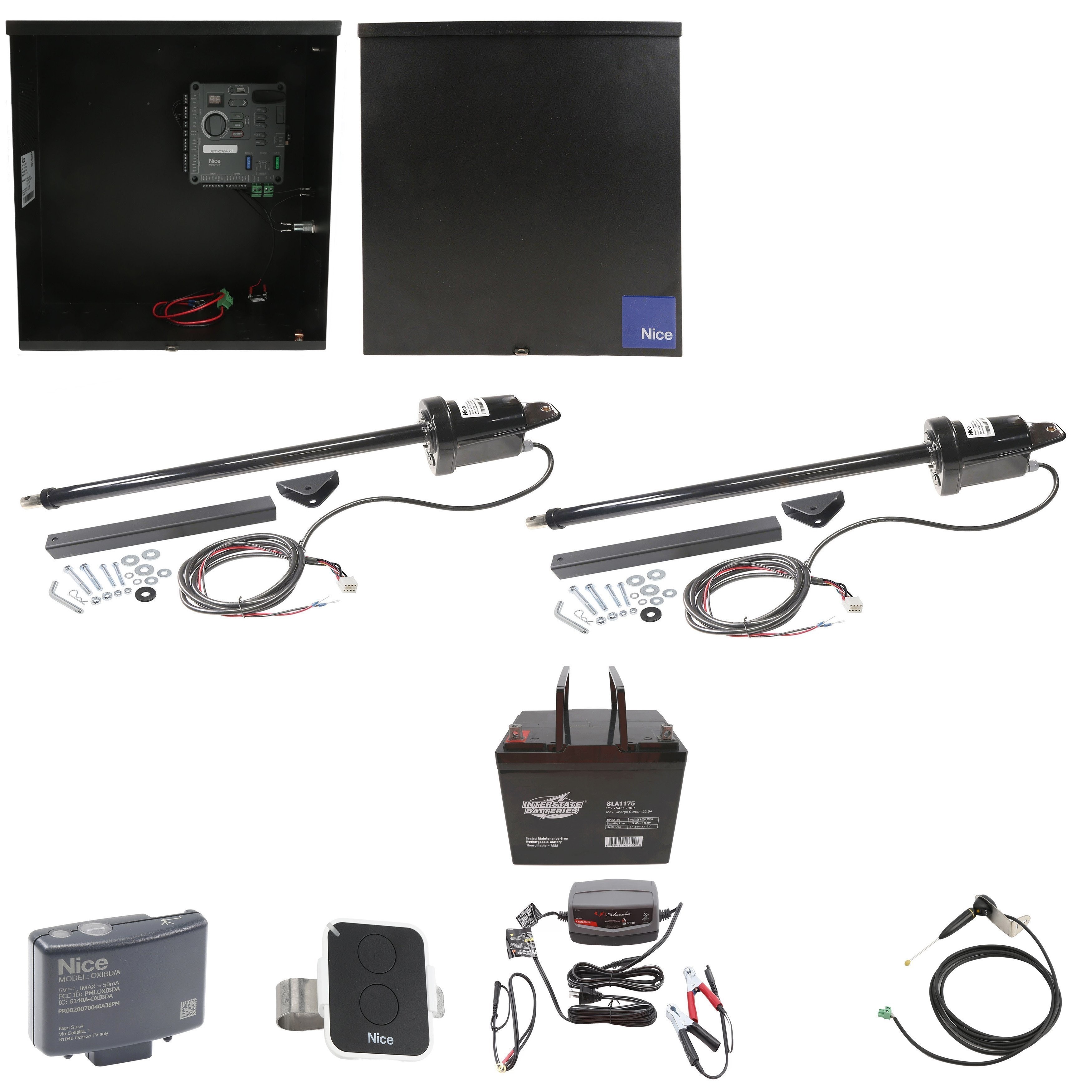 Nice Apollo Dual Swing Gate Opener with 310 Control Board - 75 Ah ...