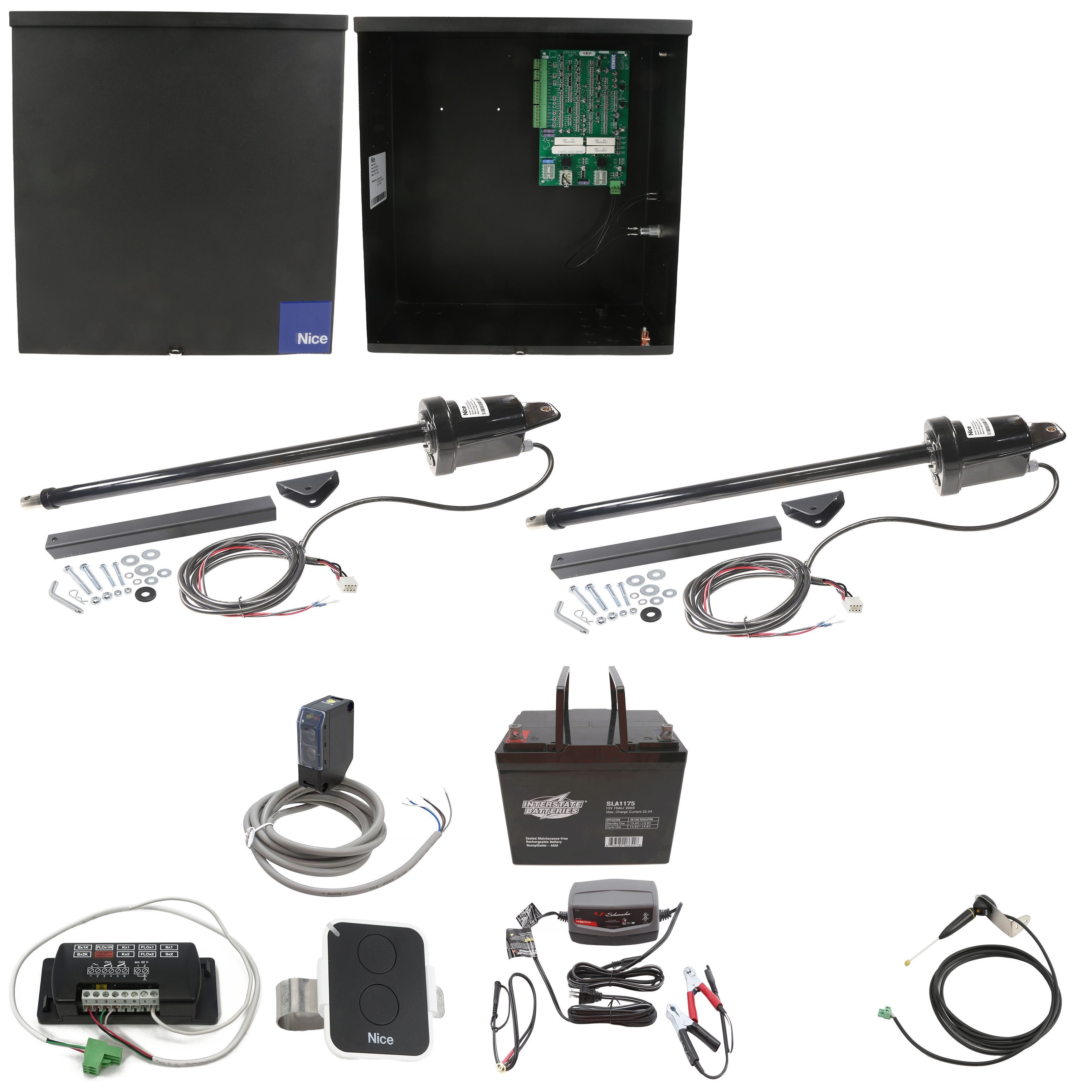 Nice Apollo Dual Swing Gate Opener with 636 Control Board - 75 Ah ...