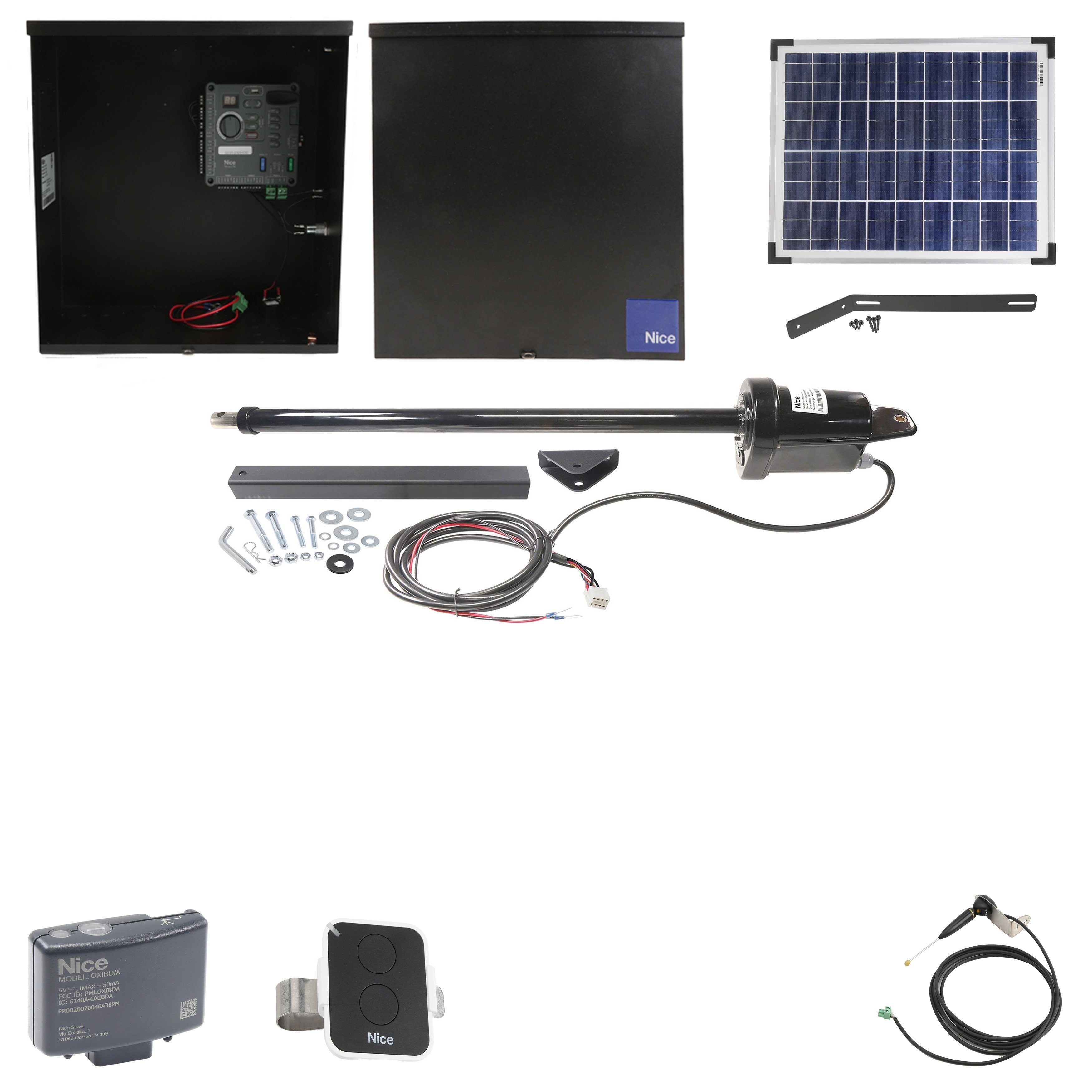 Nice Apollo 816 Linear Actuator Swing Gate Opener Package with 310 Control Board and 20W Solar ...