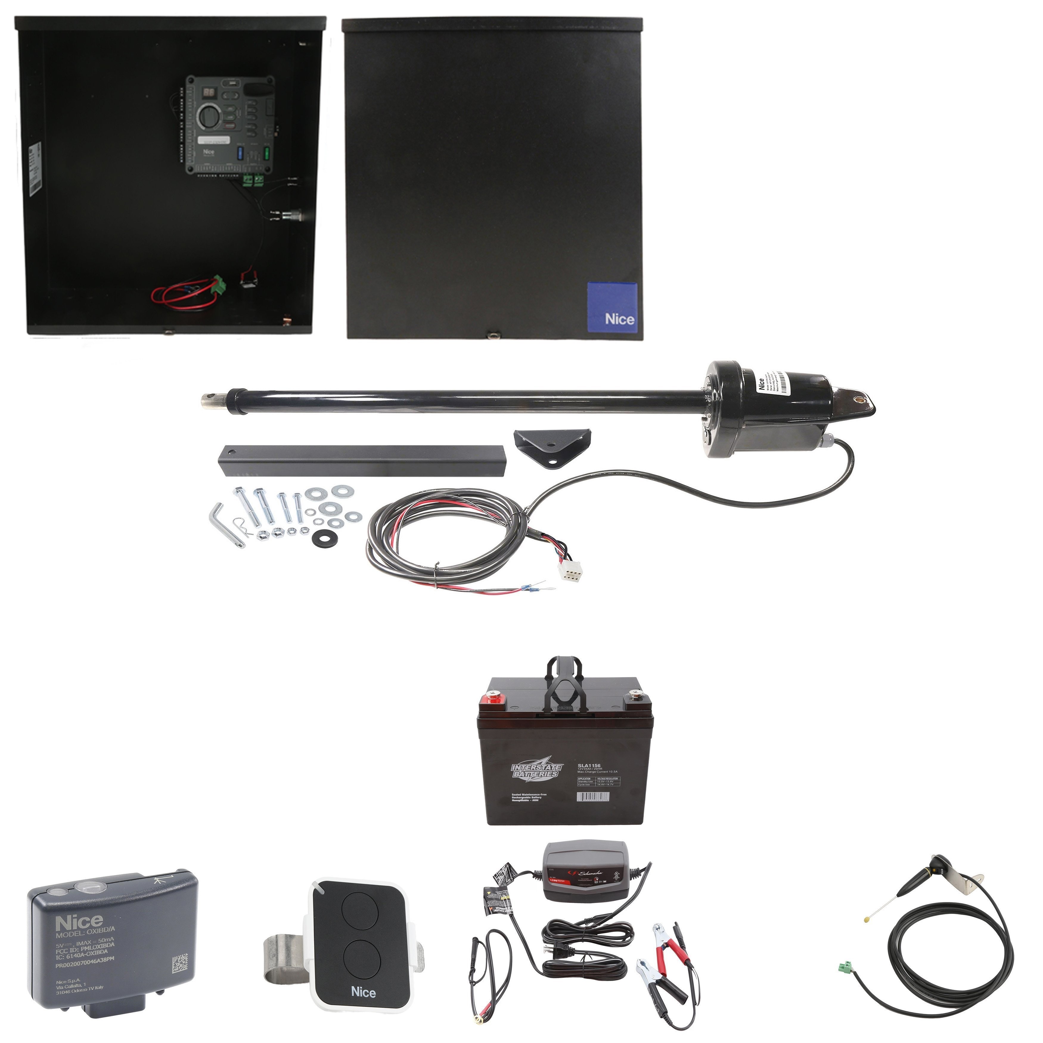 Nice Apollo Swing Gate Opener with 310 Control Board - 35 Ah Battery ...