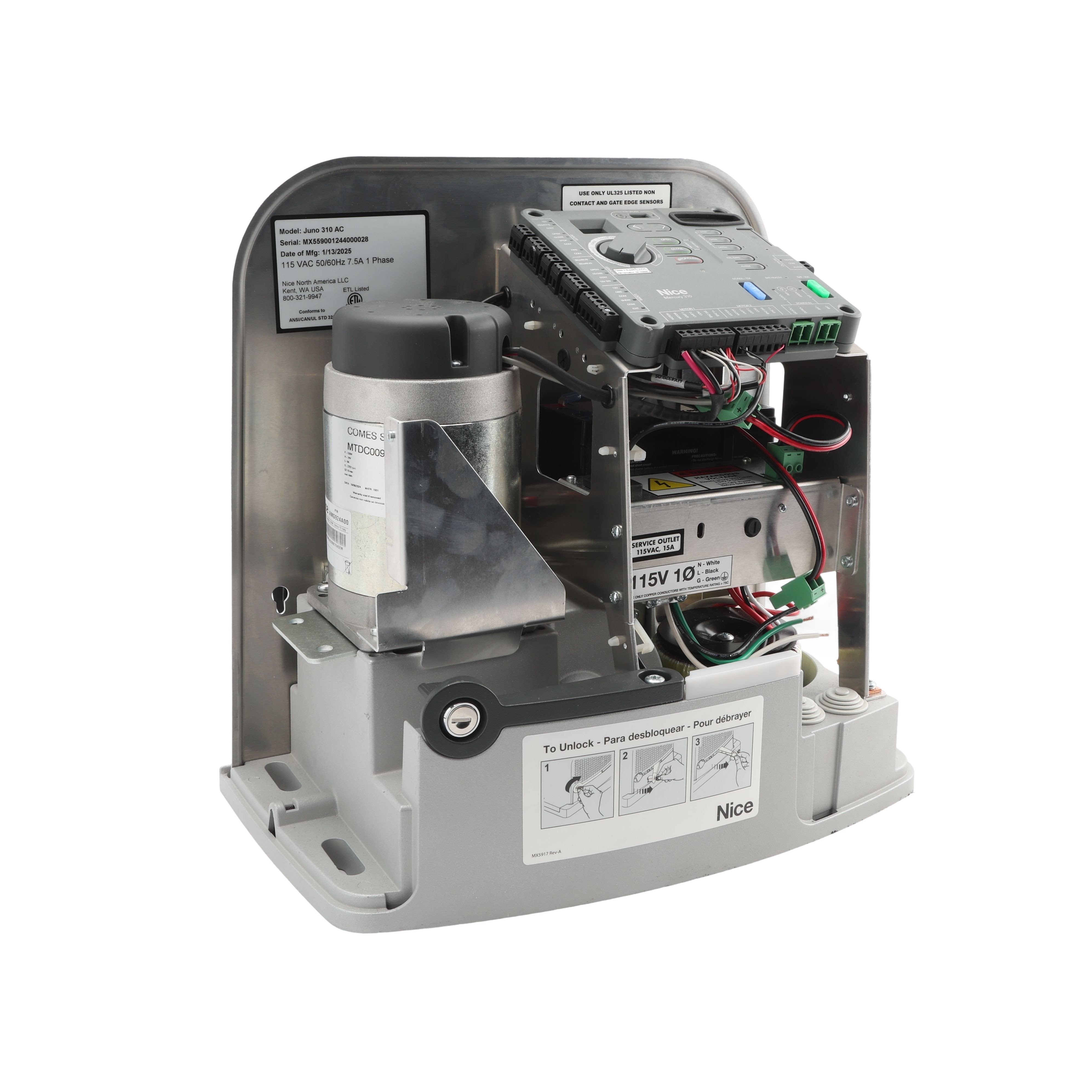 Nice Apollo Juno 310 AC Residential Slide Gate Opener with Battery ...