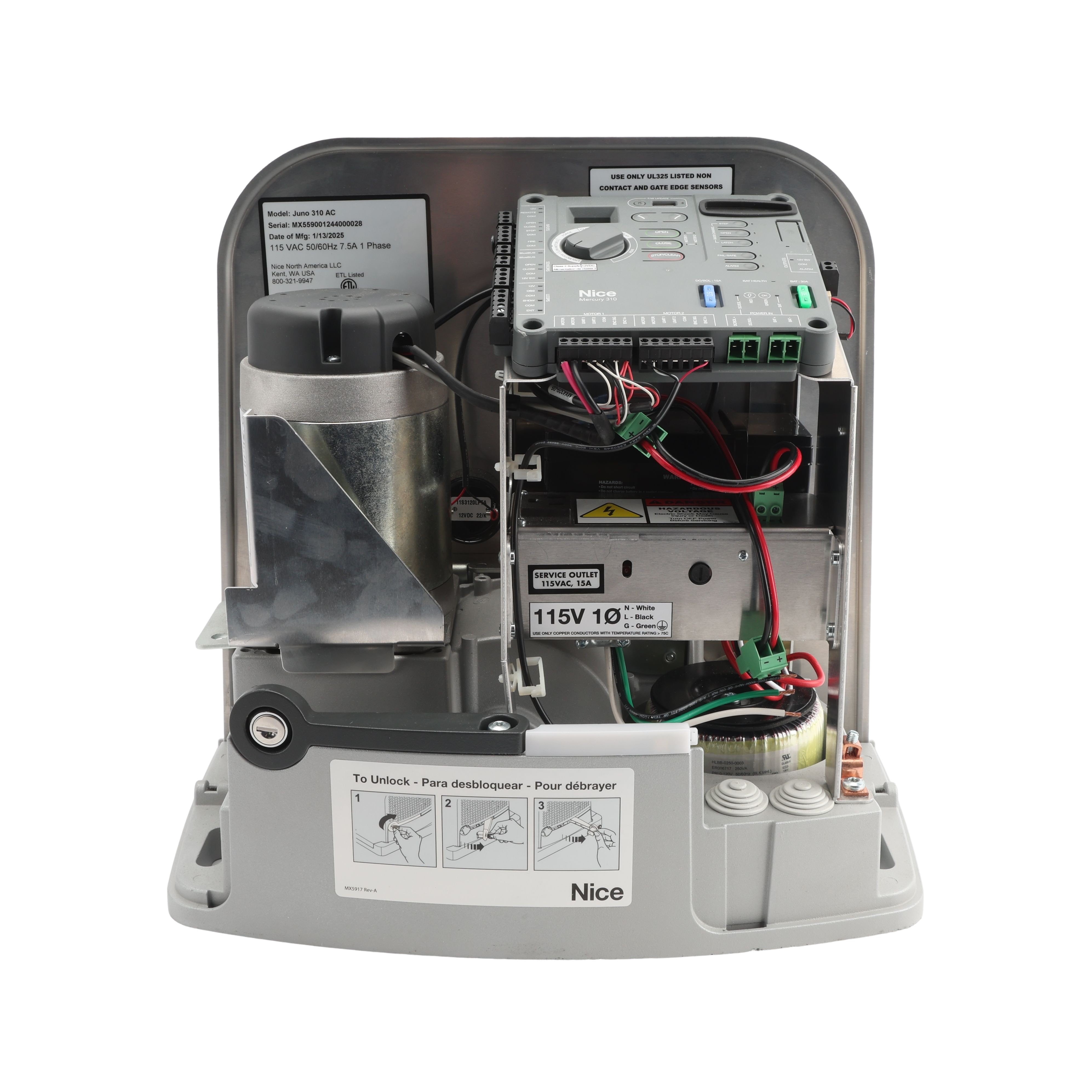 Nice Apollo Juno 310 AC Residential Slide Gate Opener with Battery Backup - O-JUNO310AC | Apollo ...