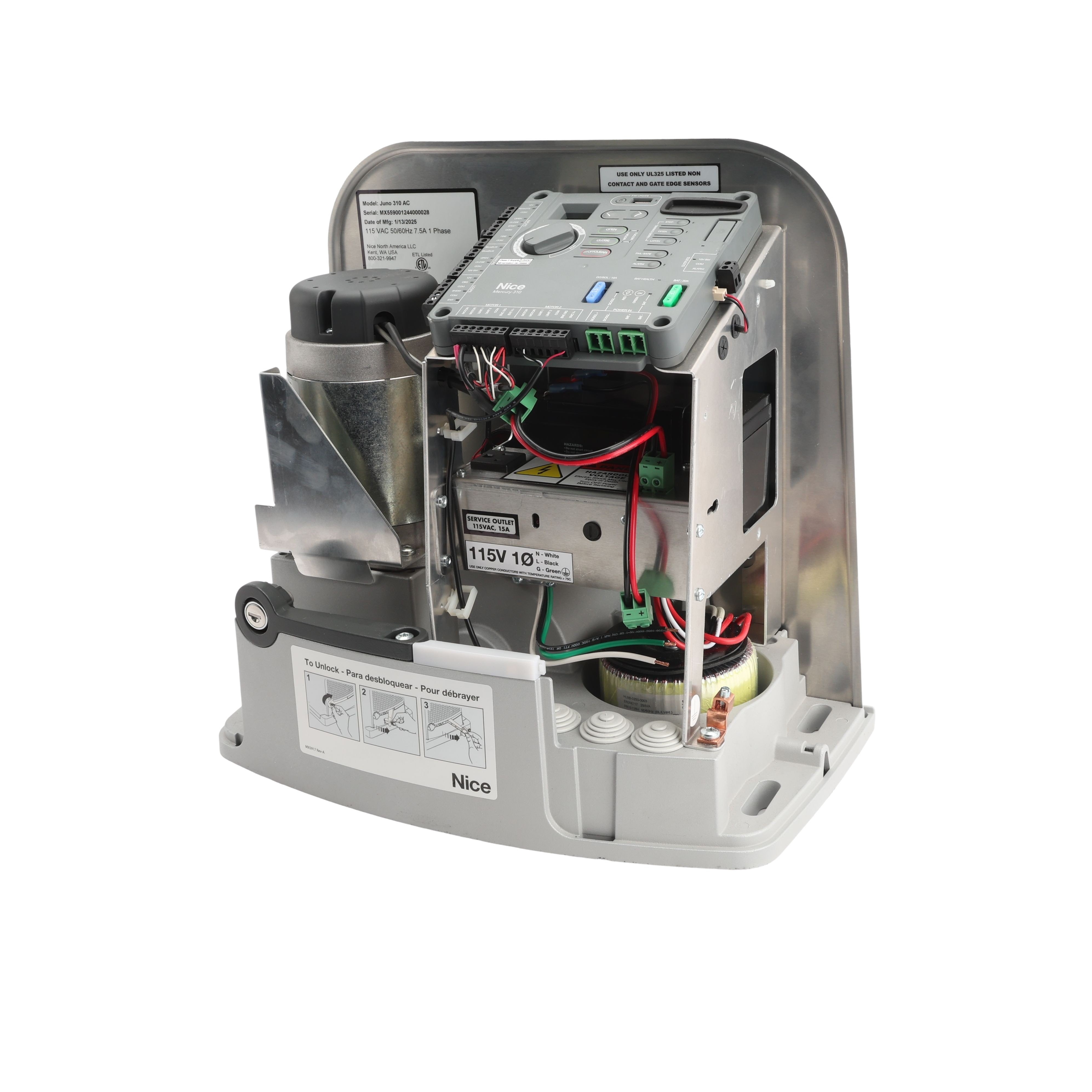 Nice Apollo Juno 310 AC Residential Slide Gate Opener with Battery ...