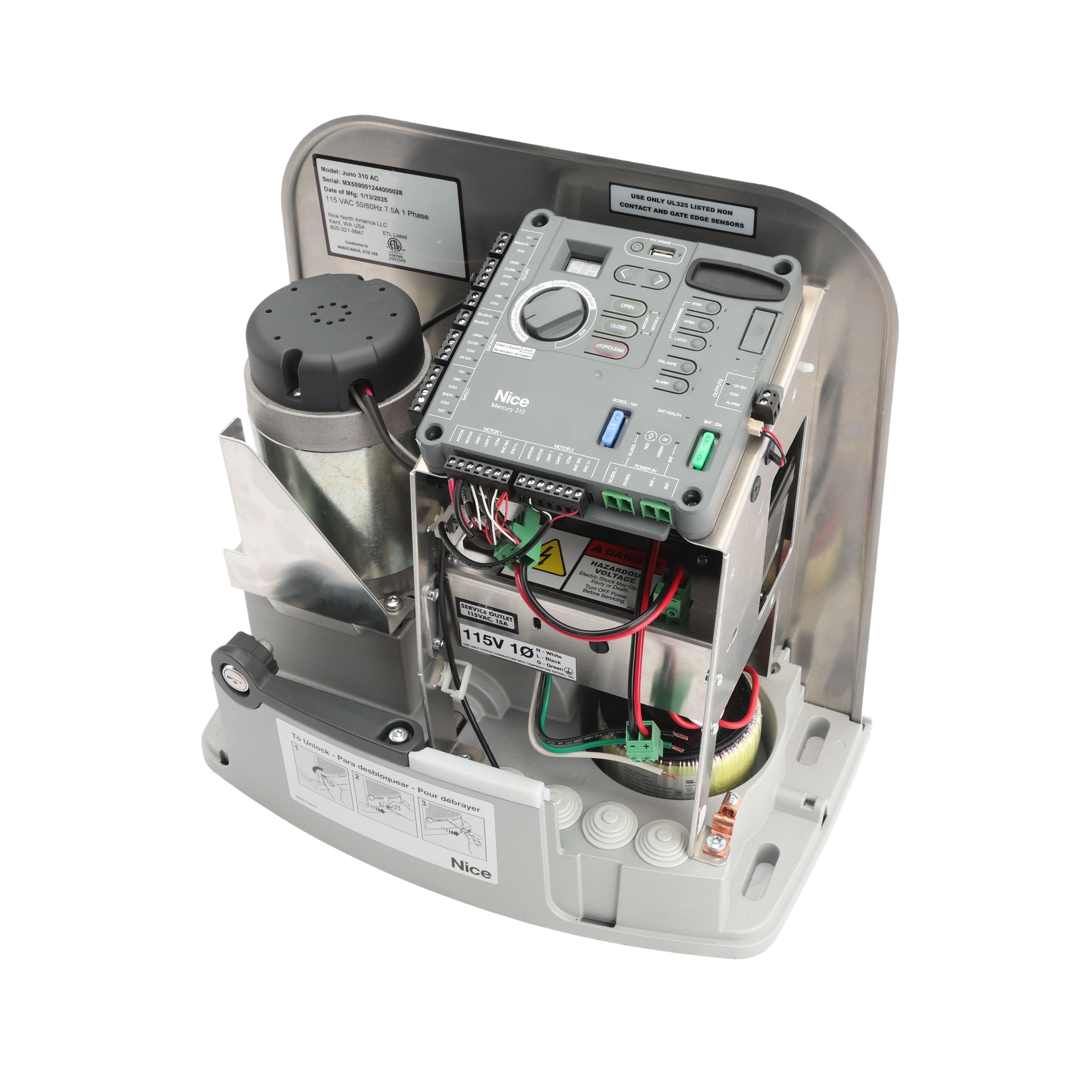 Nice Apollo Juno 310 AC Residential Slide Gate Opener with Battery ...