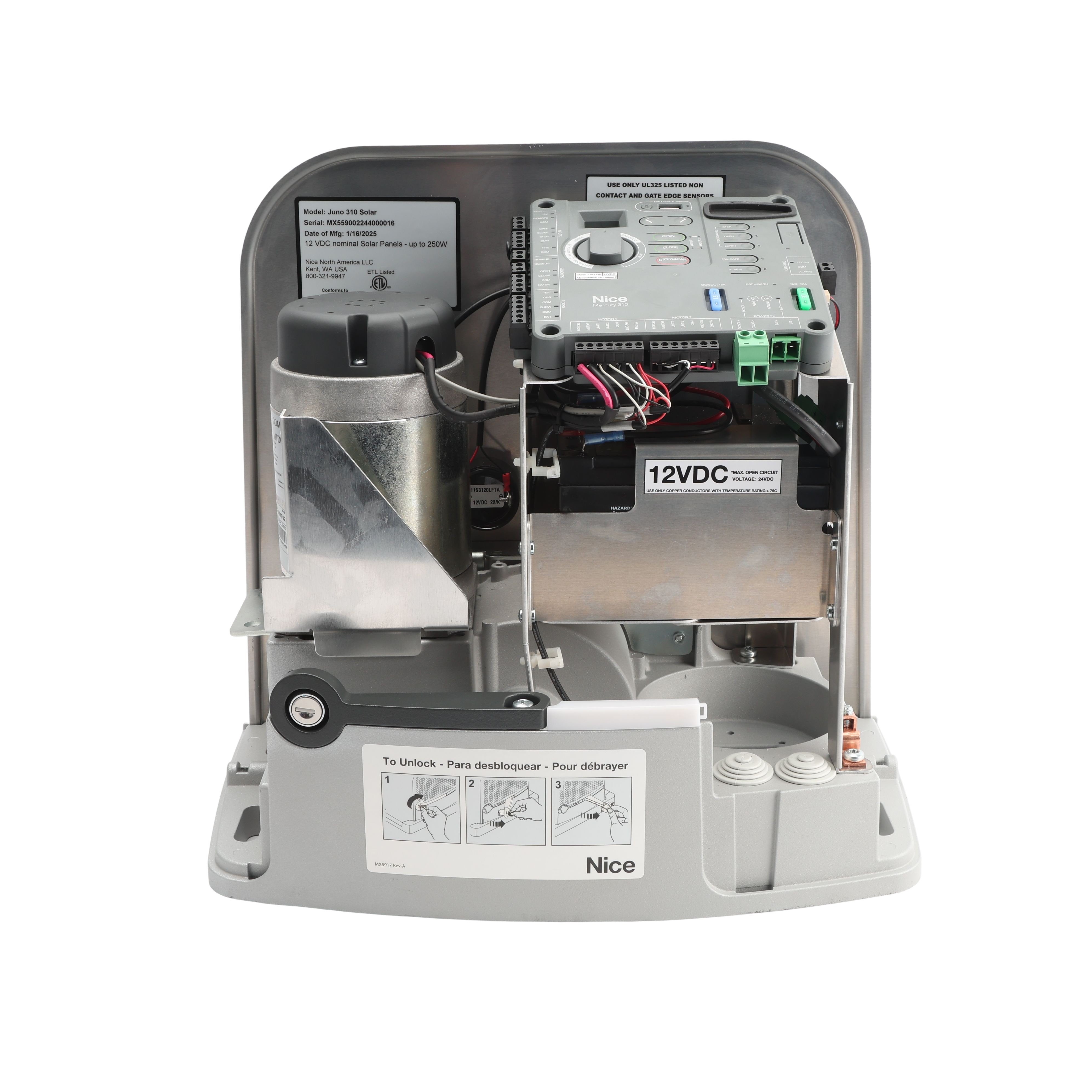 Nice Apollo Juno 310 Solar Residential Slide Gate Opener with Battery ...