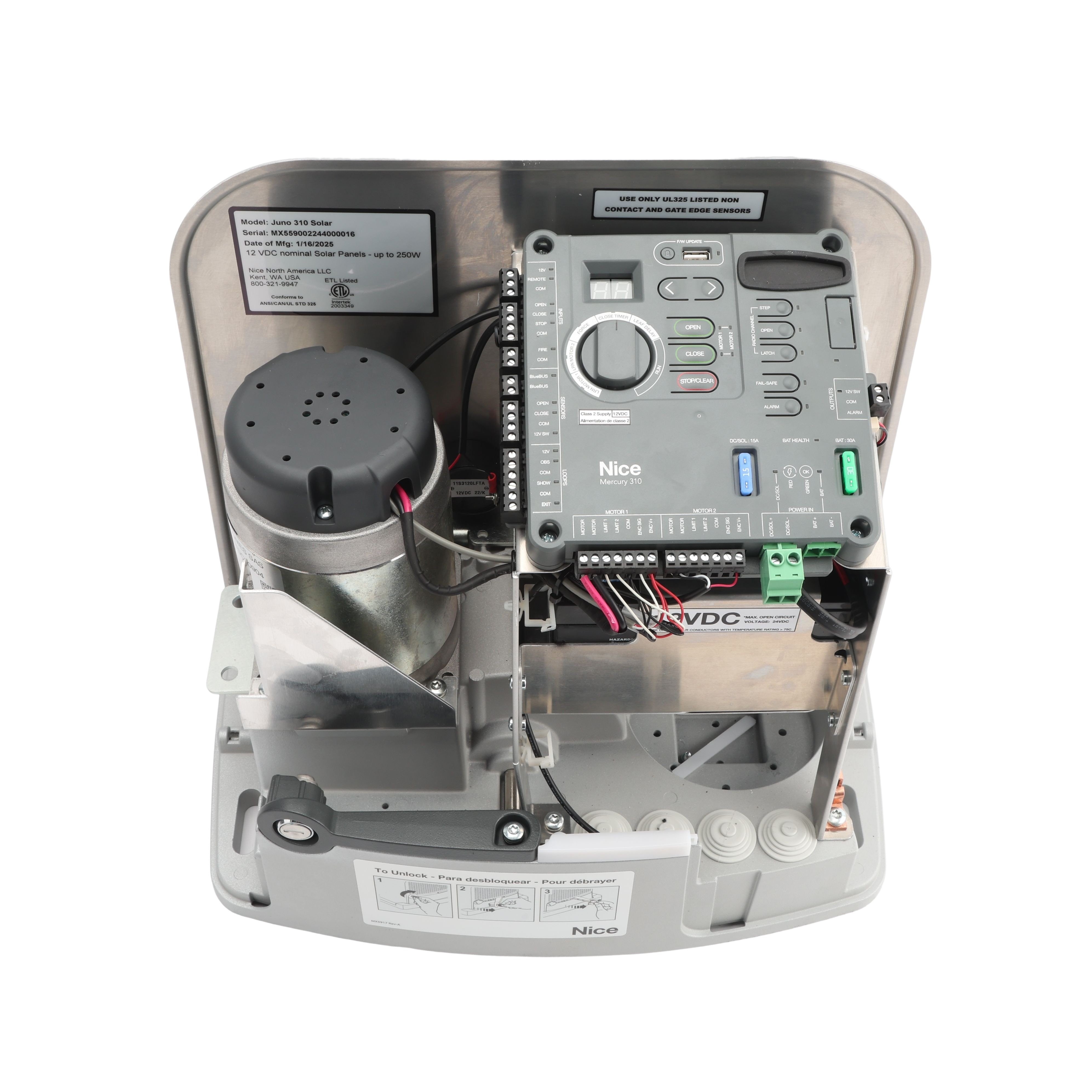 Nice Apollo Juno 310 Solar Residential Slide Gate Opener with Battery ...