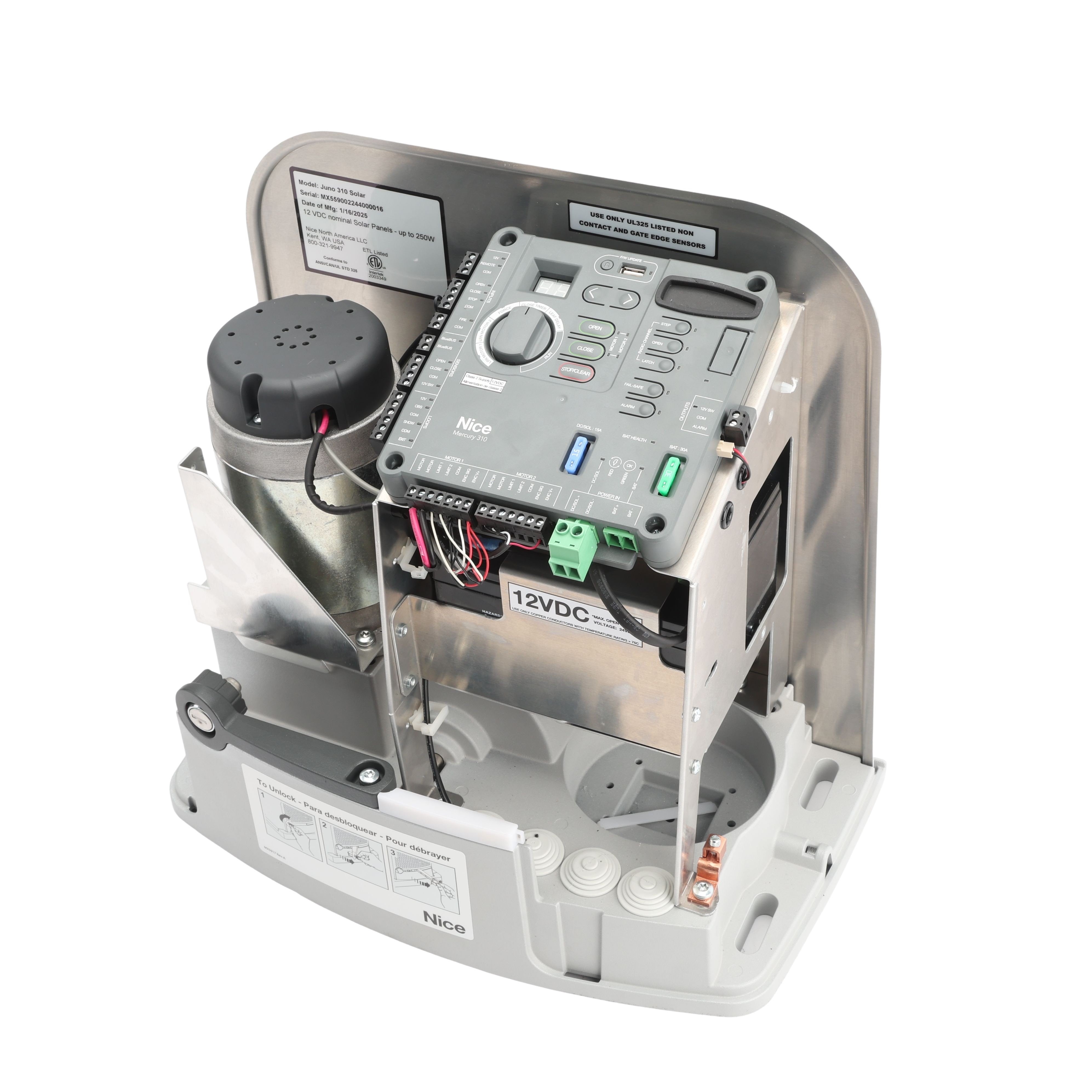 Nice Apollo Juno 310 Solar Residential Slide Gate Opener with Battery ...