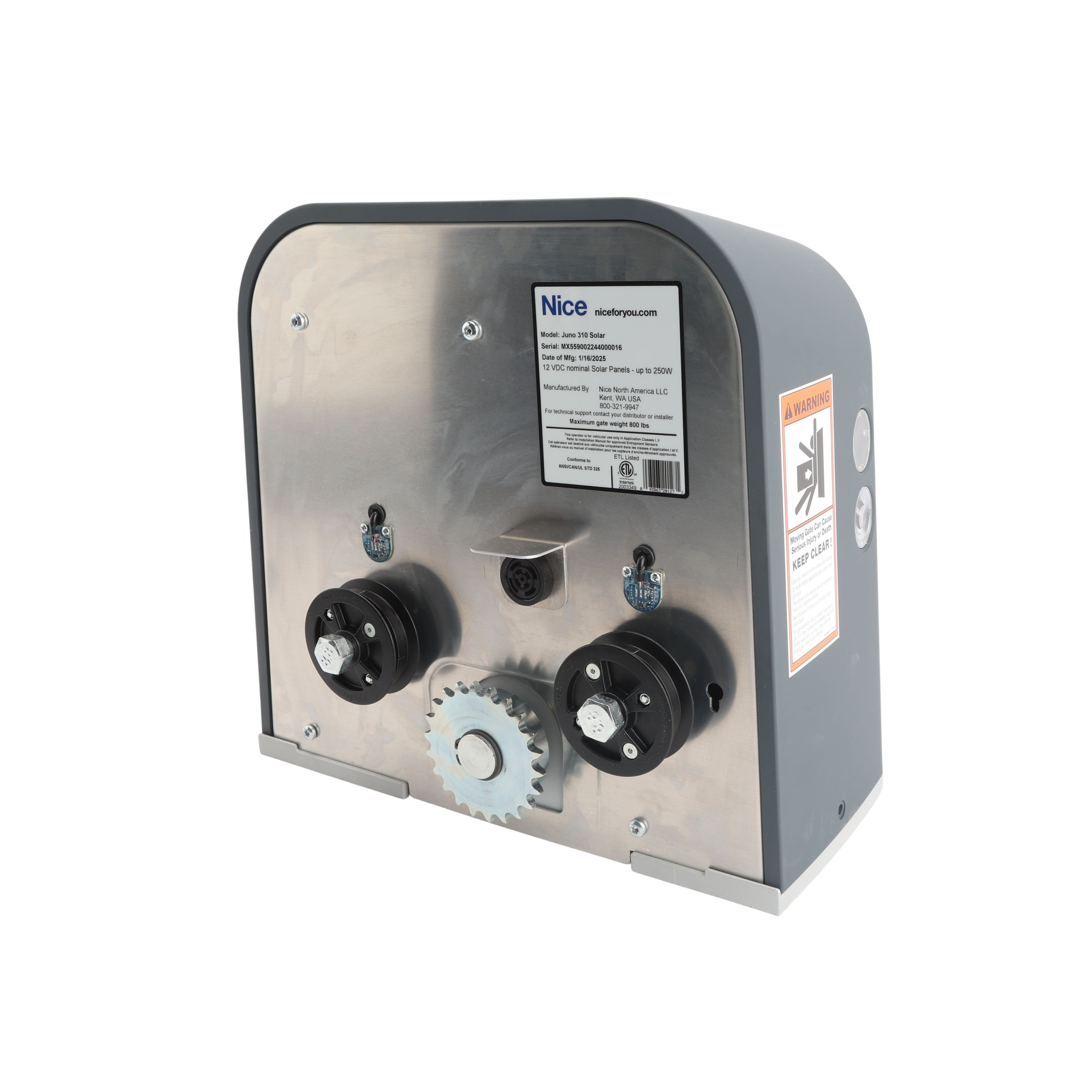 Nice Apollo Juno 310 Solar Residential Slide Gate Opener with Battery ...