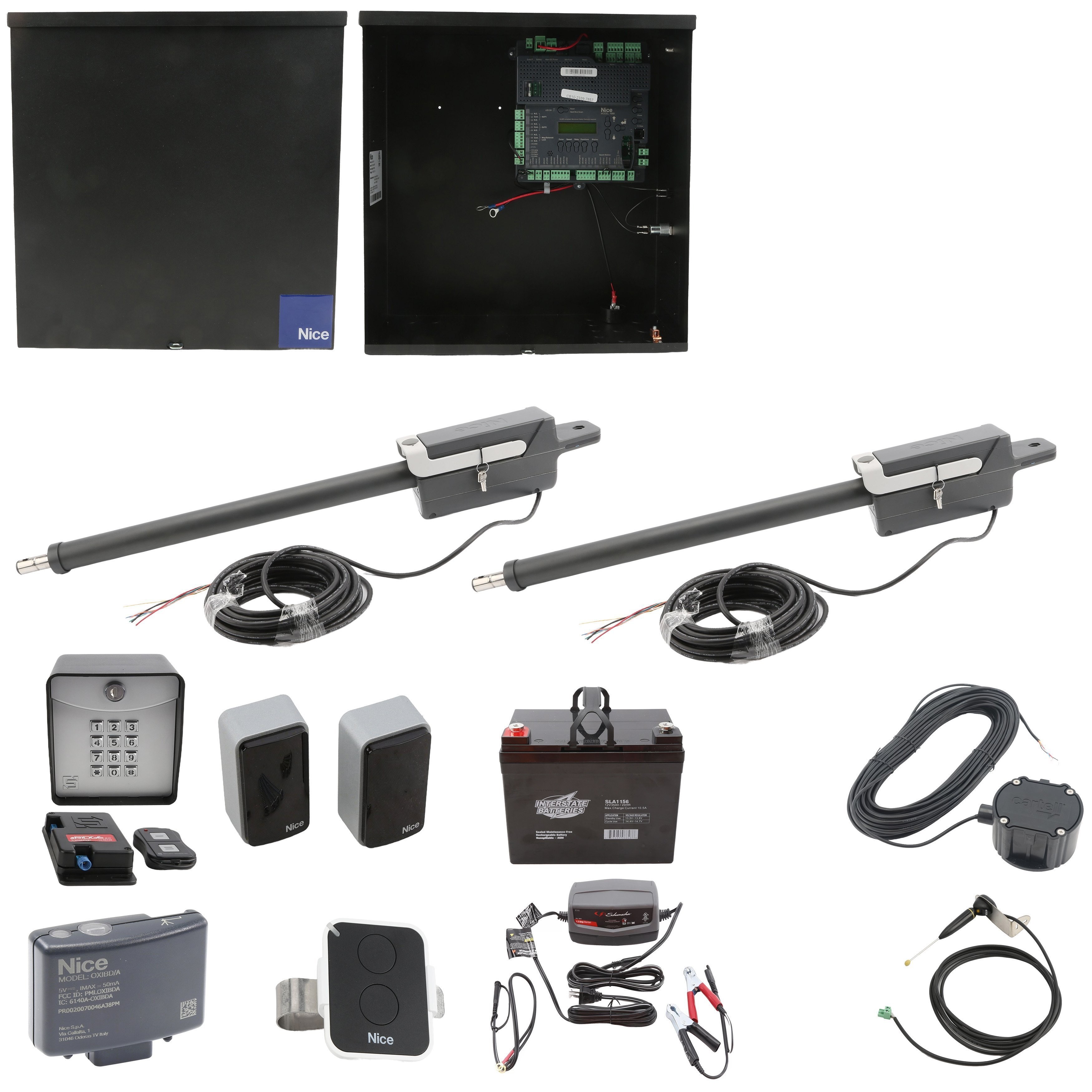 Nice Apollo Titan 12L1 Dual Swing Gate Opener Complete Package with ...